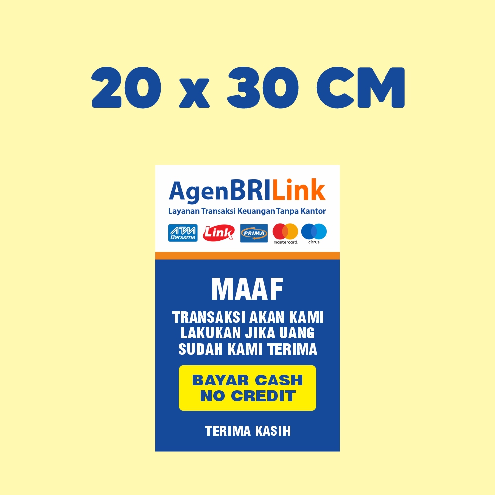 Stiker Pengumuman Brilink Bayar Cash No Credit | Lazada Indonesia