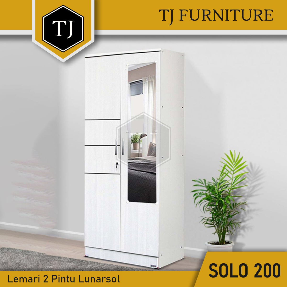 Lunarsol Lemari Pakaian Lemari Baju Minimalis 2 Pintu Lunar Solo 200 ...