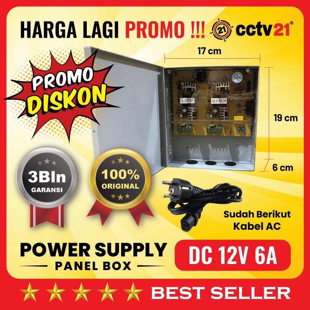 Adaptor Power Supply PSU Box Panel 12V 6A 4CH Free Kabel A/C Harga ...