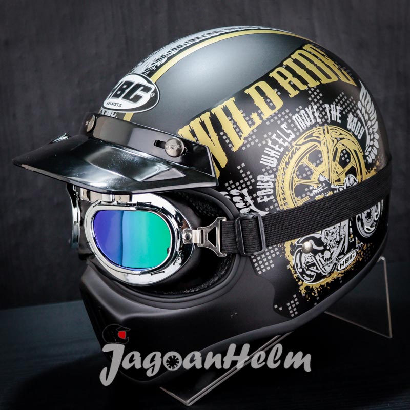 HBC HELM HBC CAKIL WILD RIDE | BLACK DOFF | CLASSIC RETRO FULLFACE ...