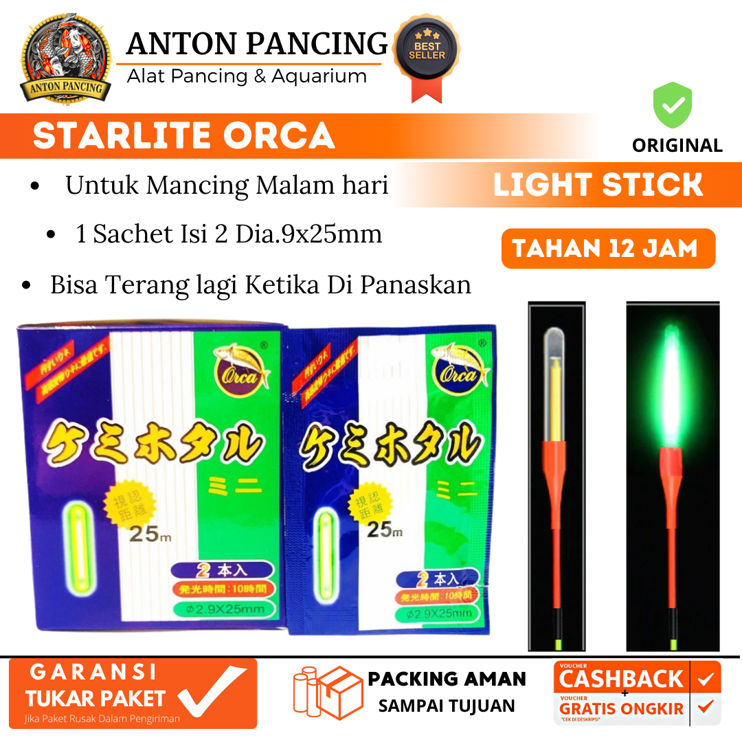 Starlite Pancing Orca Untuk Pelampung Malam Hari Terang Tahan 12 Jam ...