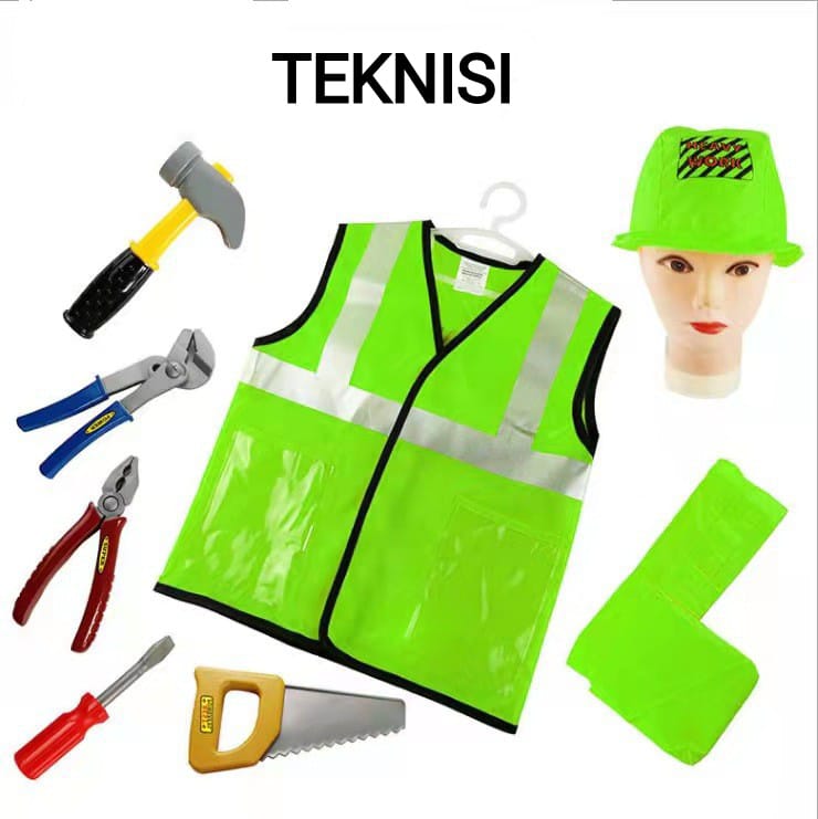 Kostum Profesi Pekerja Konstruksi Anak Set Aksesoris Cosplay Teknisi ...