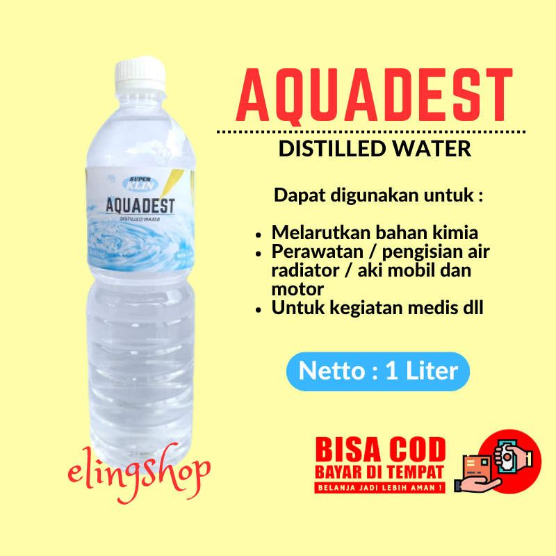 Aquadest Aquades Akuades Air Suling Murni Destilasi 1 Liter | Lazada ...