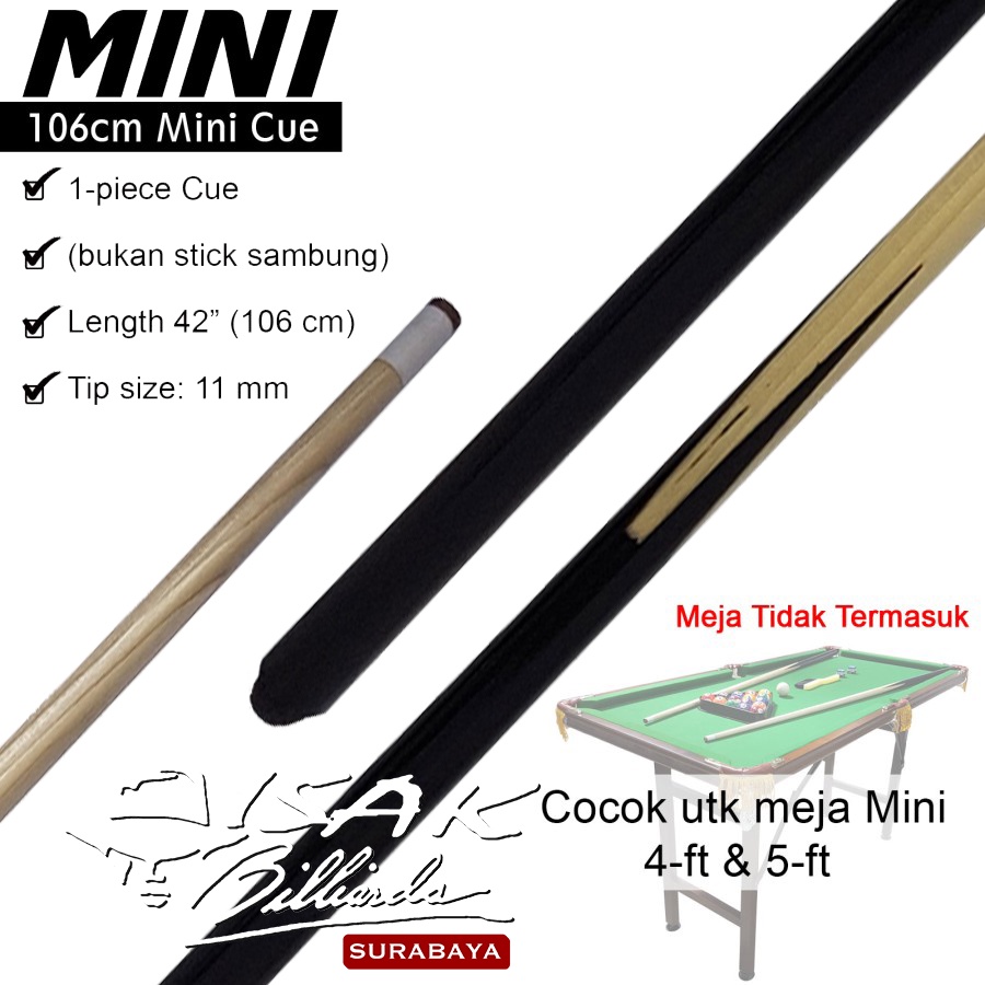 Mini Pool Cue 106 cm - Stick Billiard Meja Kecil 4ft Pool Biliar Table ...