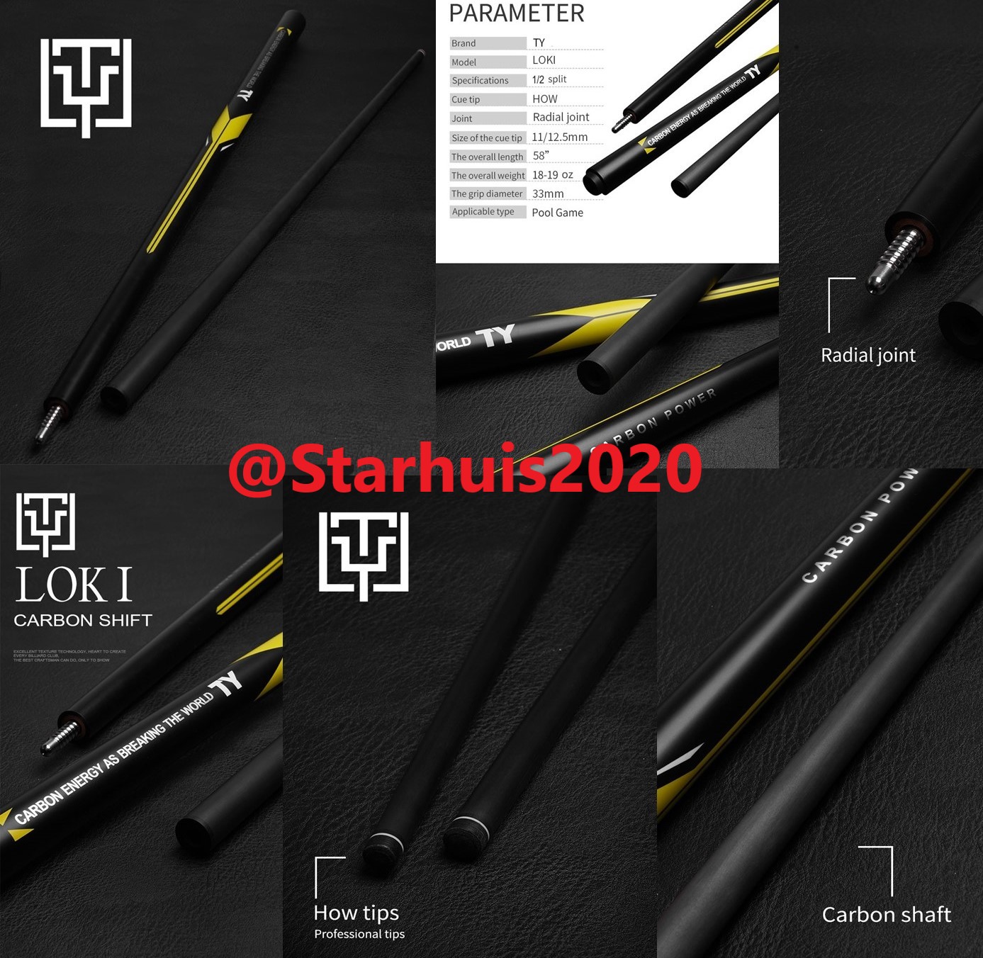 Billiard Cue Stik Carbon Fiber Shaft Cue Stik Play Premium TY termasuk ...