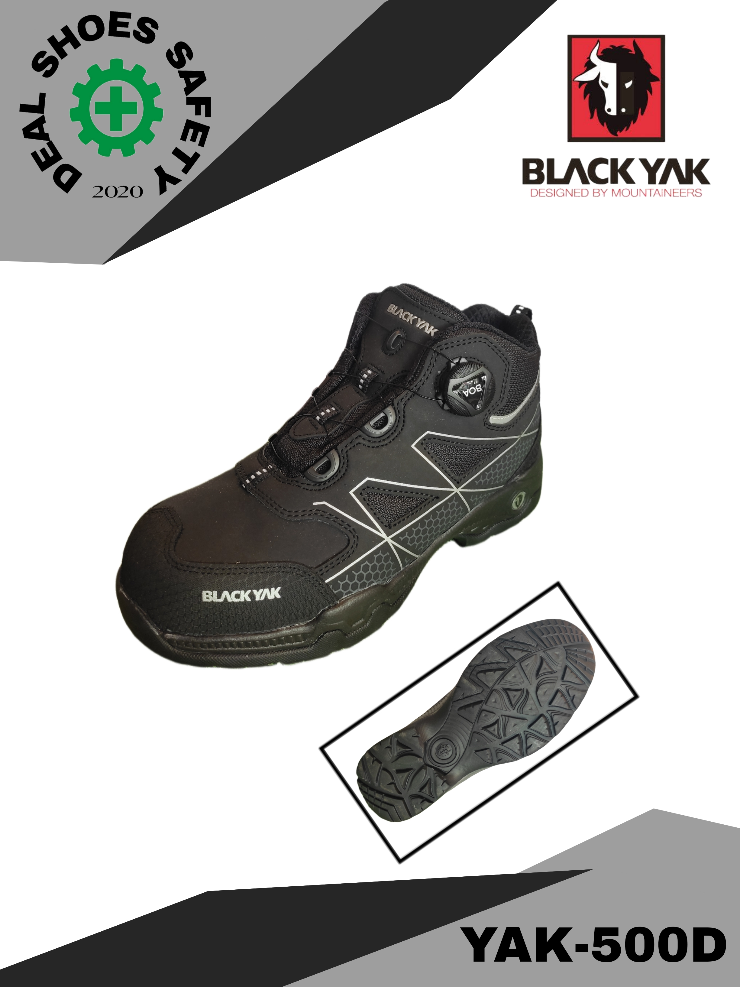 Sepatu Safety Black Yak 500D BOA - Sepatu Sport Safety Black Yak 500D | Lazada Indonesia