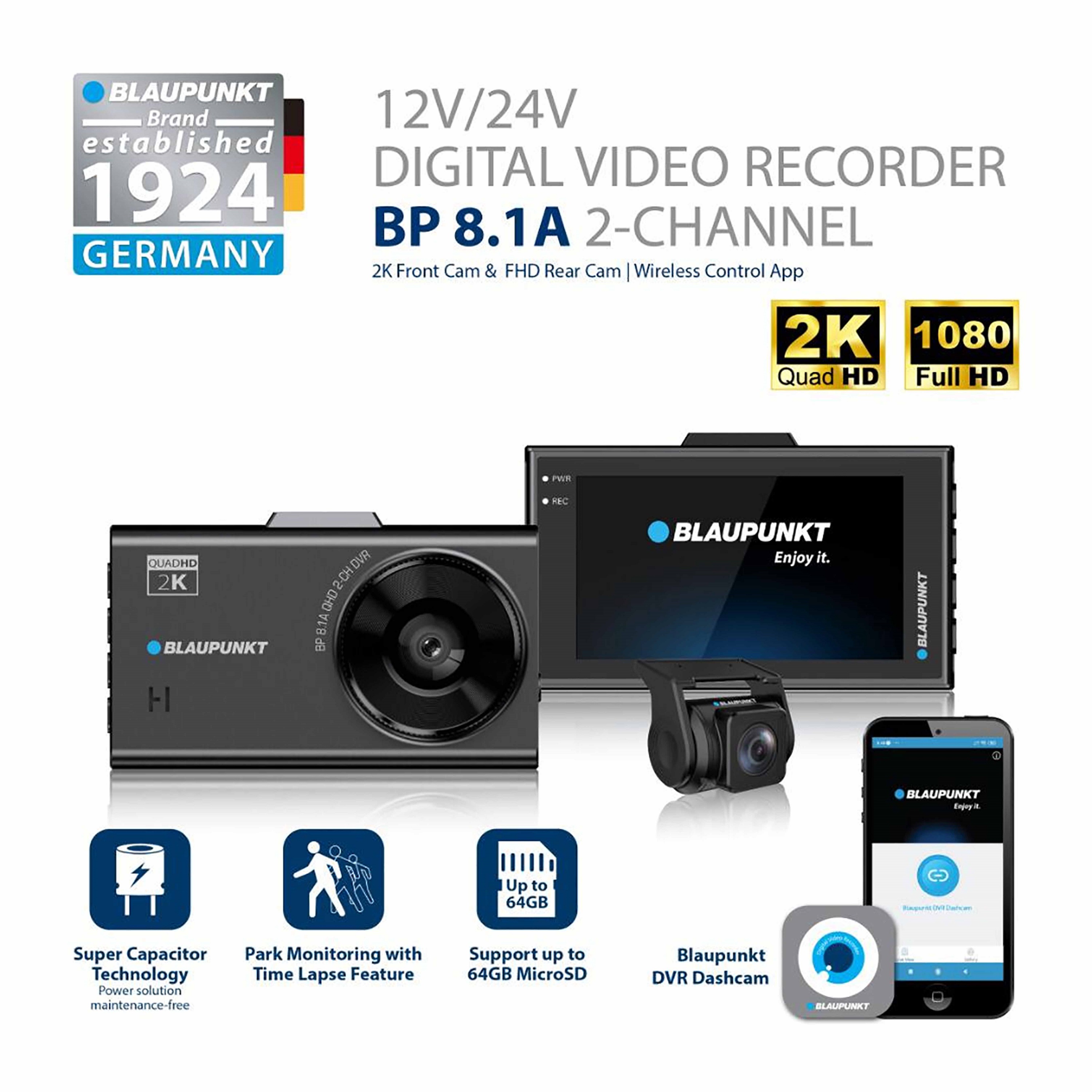 Blaupunkt BP 8.1A Kamera DVR Mobil 2K Dual Depan Plus Belakang SET ...