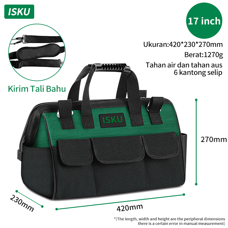 ISKU Toolbag 14-16 inch Kain Oxford Tebal Tas Alat Perkakas Kuat Tas ...