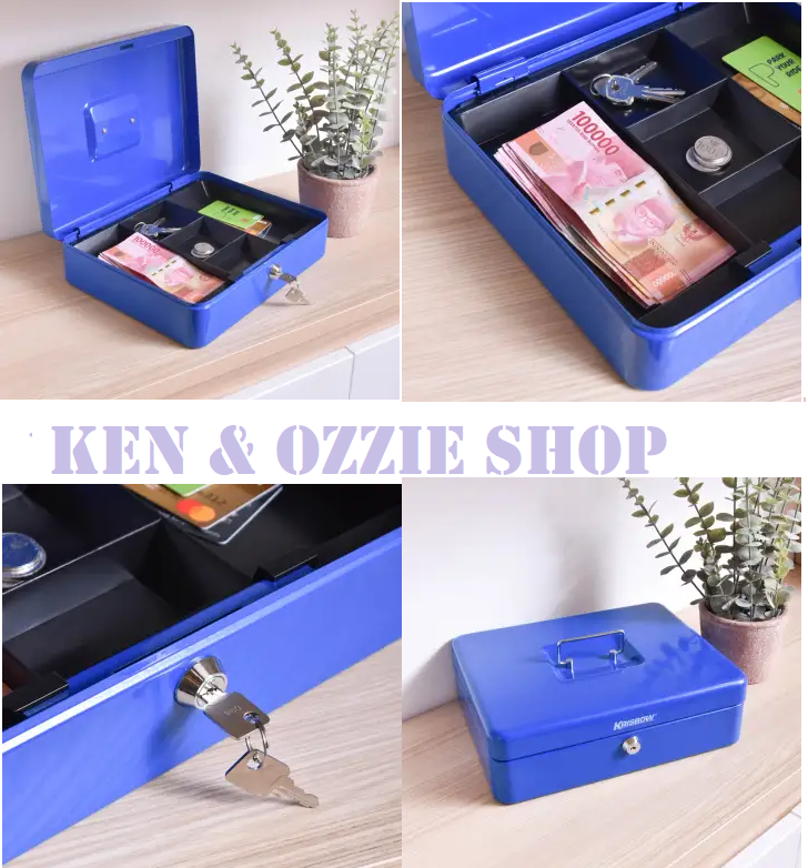 Krisbow Cash Box 30 Cm Brankas - Biru, Desain simpel Memiliki partisi ...