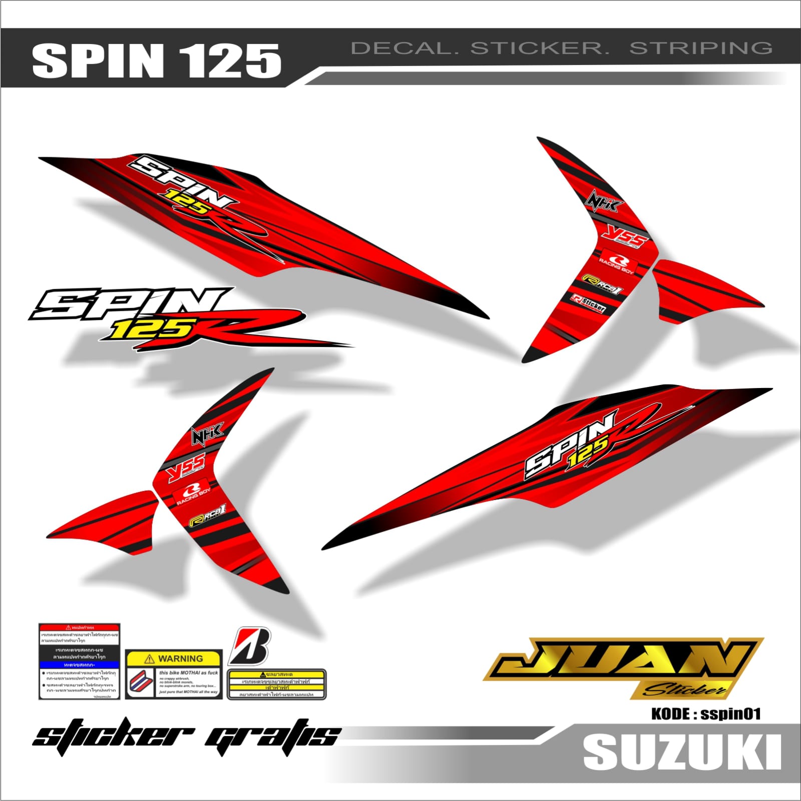 SPIN 125 STRIPING STICKER MOTOR SUZUKI SPIN 125 VARIASI RACING .01 ...