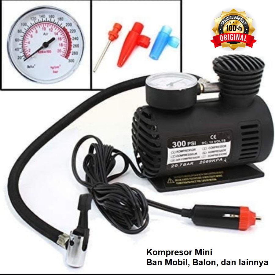 Pompa Ban Portable / Mini Air Compressor 12 Volt / Kompresor Angin ...