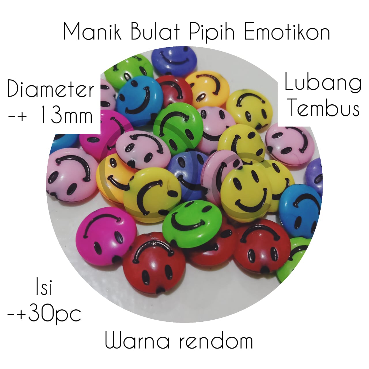 manik bulat pipih emotikon | Lazada Indonesia