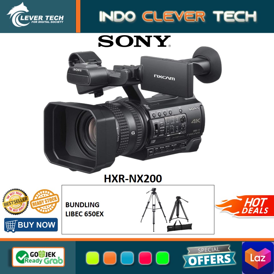 Sony HXR-NX200 NXCAM 4K Professional Camcorder ( FREE LIBEC 650EX ...