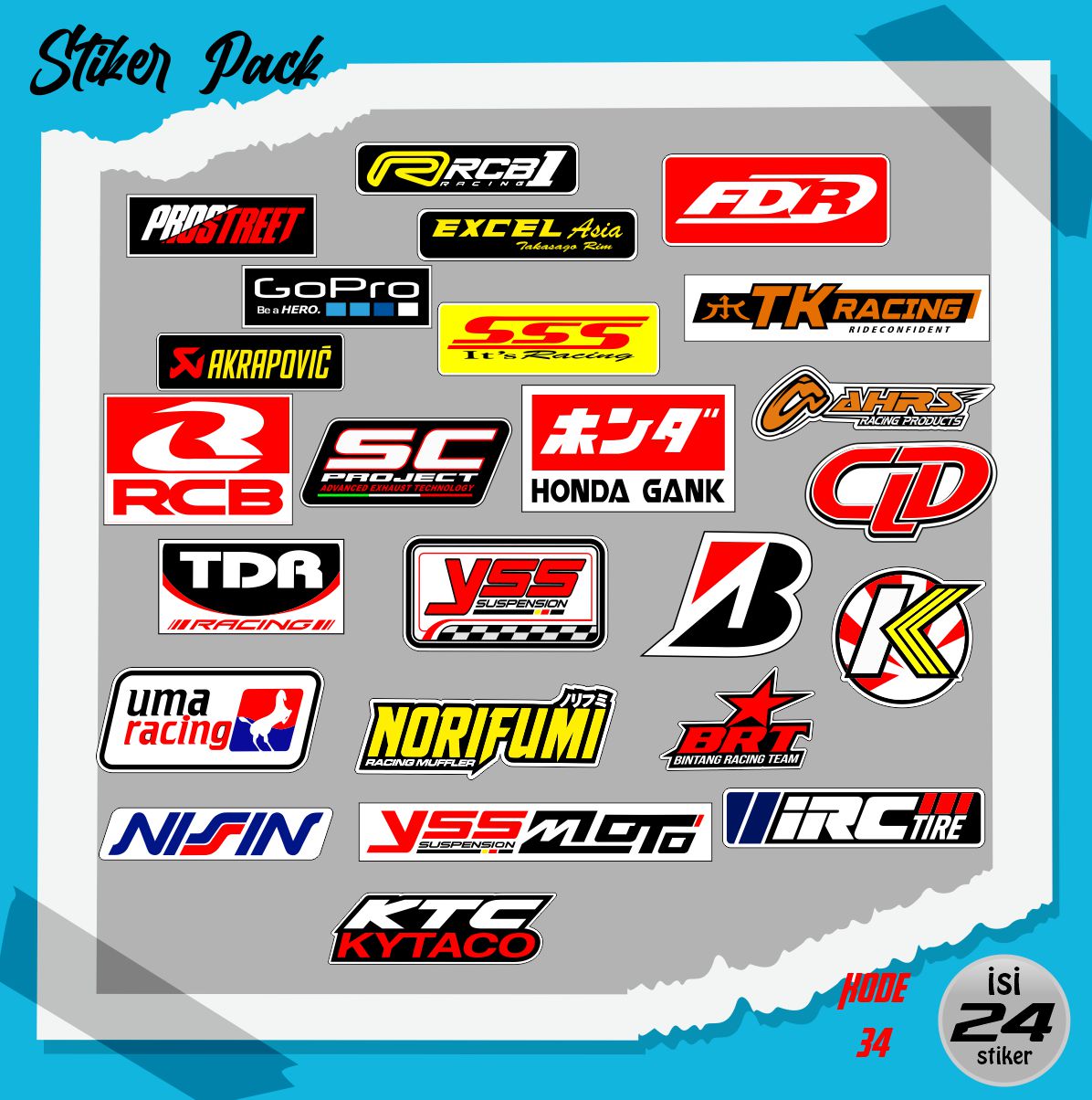 Sticker Pack Aesthetic isi 24 Motif Racing Stiker Sponsor Terbaru ...