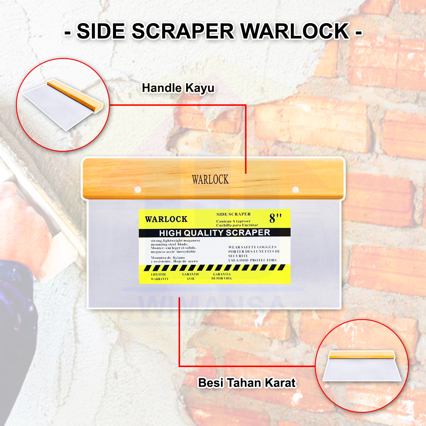 WMS-WARLOCK SIDE SCRAPER 8 INCH - KAPI GYPSUM - KAPI BESI | Lazada ...