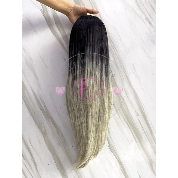 Half Wig Ombre Gradient Two Tone Wig Setengah Long Straight Wave ...