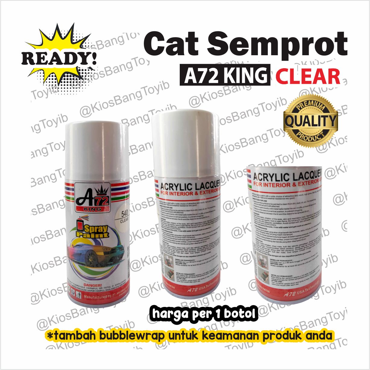 Cat Semprot Pilox Motor Mobil Serbaguna GLOSSY CLEAR A72 King 300cc ...