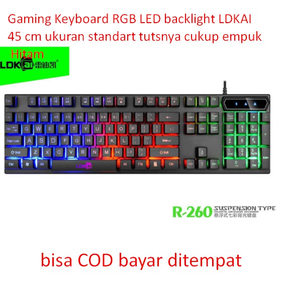 Gaming Keyboard RGB LED backlight LDKAI 45 cm ukuran standart tutsnya ...