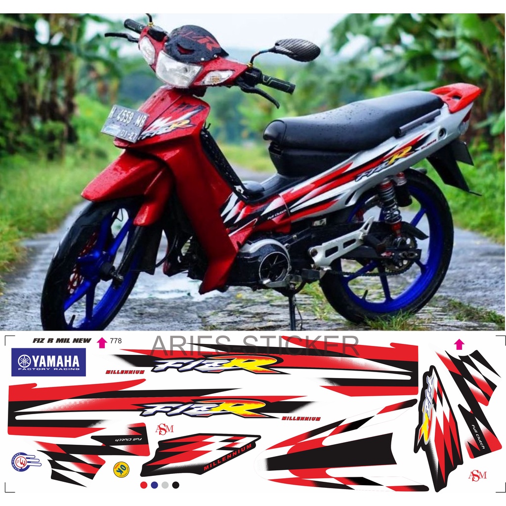 striping stiker lis fiz r f1zr milenium merah putih | Lazada Indonesia