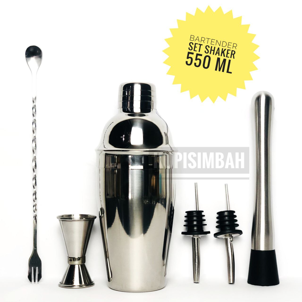 Bartender Set Kit Shaker Stainless Steel Paket Alat Cocktail Barista ...
