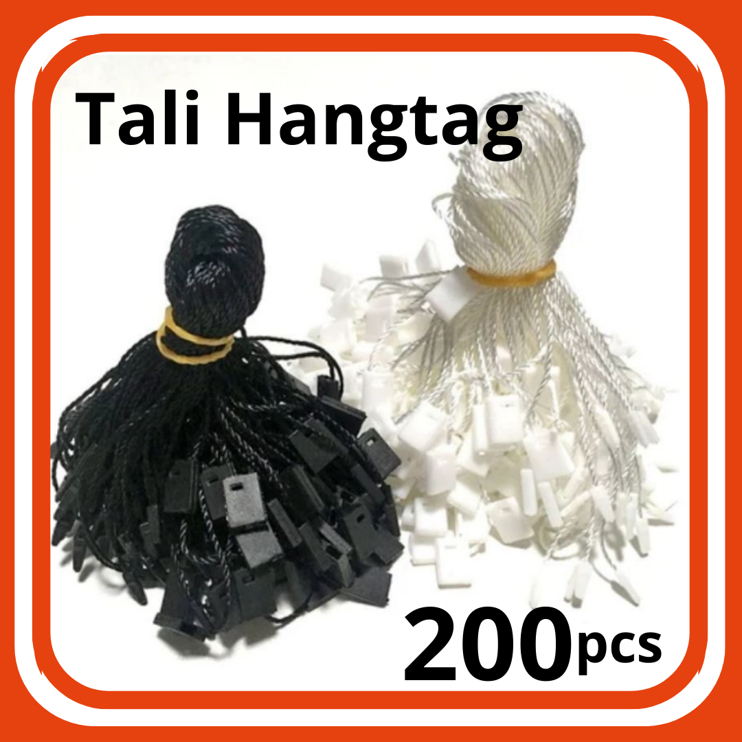 200 Pcs Tali Hang Tag Hand Tag Tali Label Baju Gantungan Baju Hitam dan ...