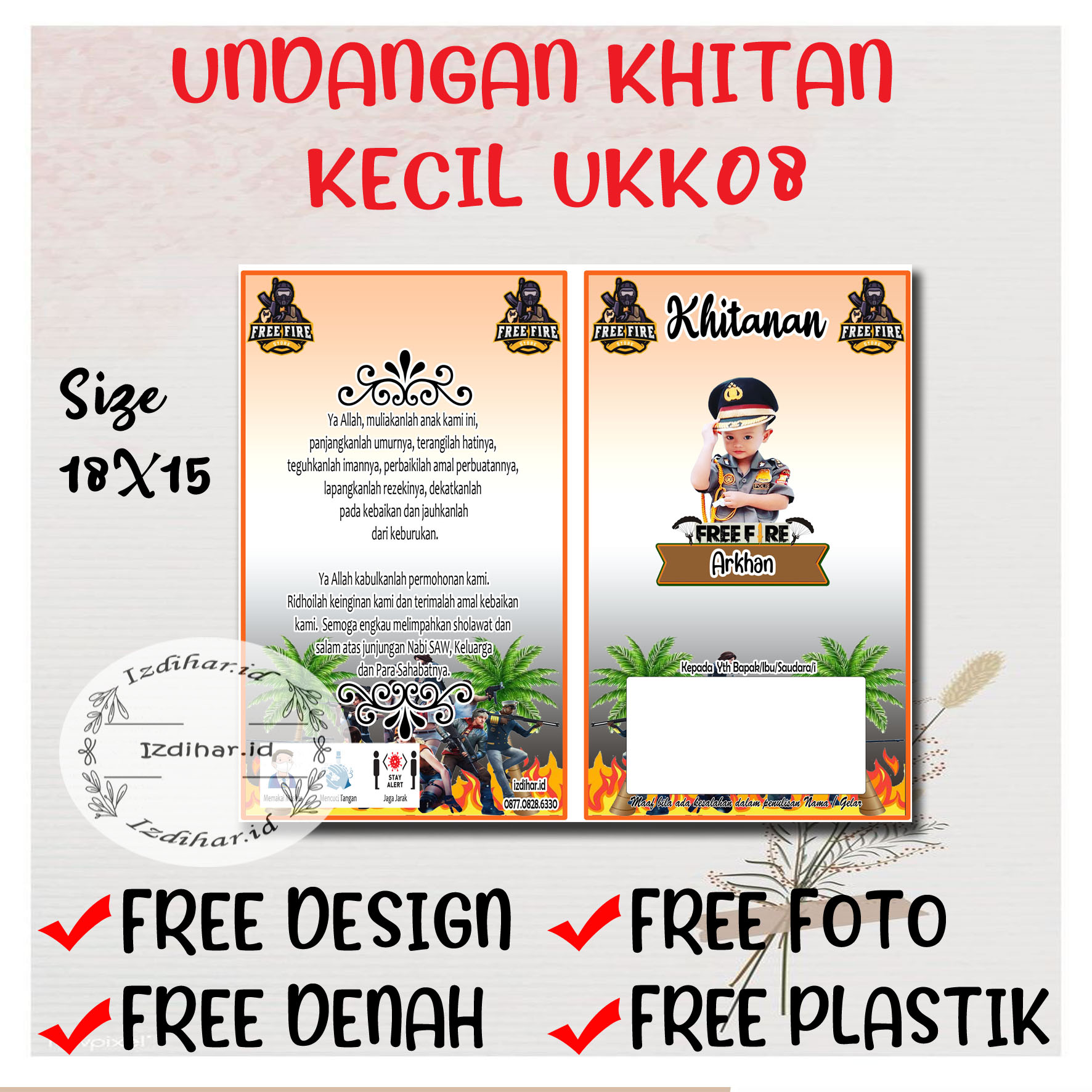 (PER 50 PCS UNDANGAN SUNAT)undangan khitanan / undangan sunat / free ...