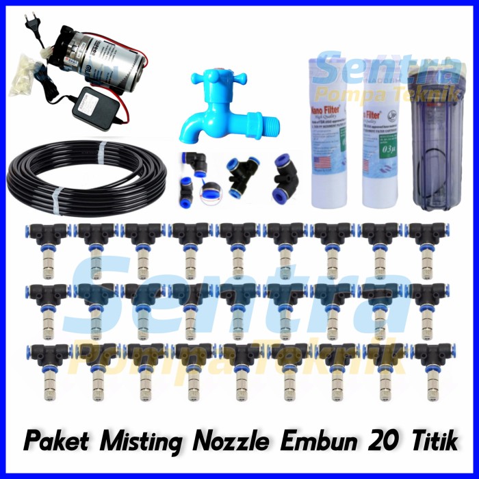 Paket misting nozzle 20 titik Mesin embun/Kabut Walet dan Hidroponik ...