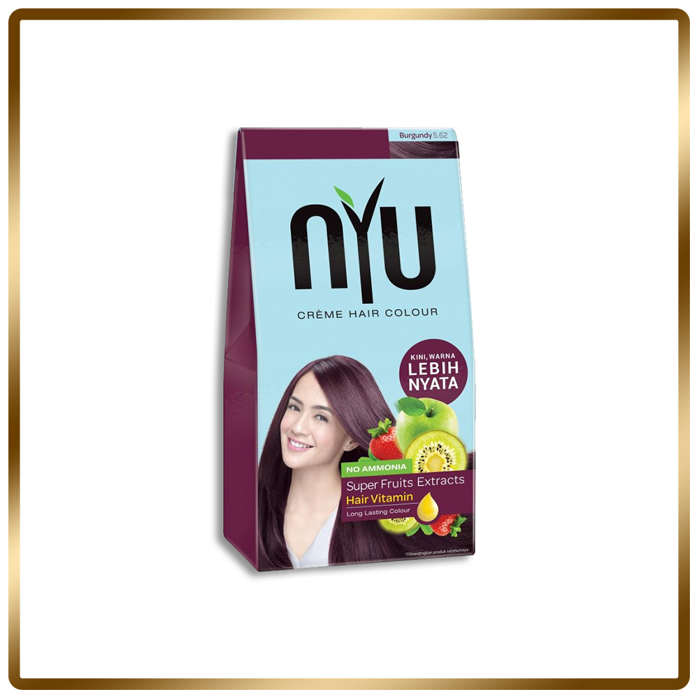 Nyu Creme Hair Colour Burgundy Semir Rambut Penutup Uban Pewarna Rambut ...