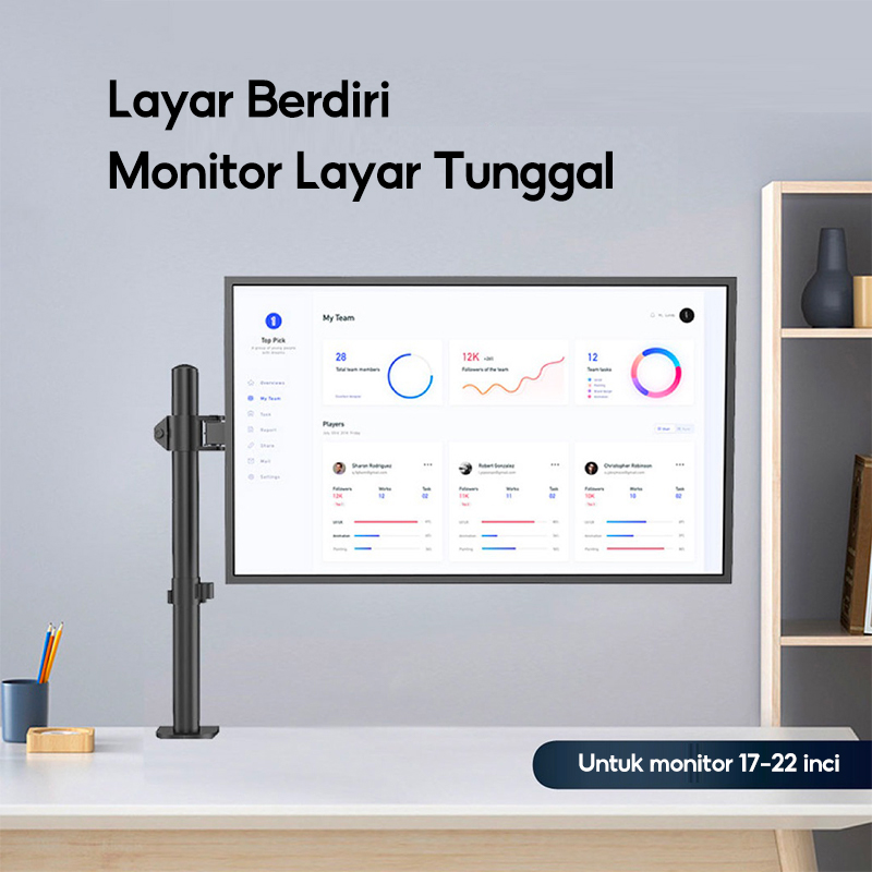 Breket Monitor stand 17-32" Single Monitor ARM Mount Desk Stand Desk ...