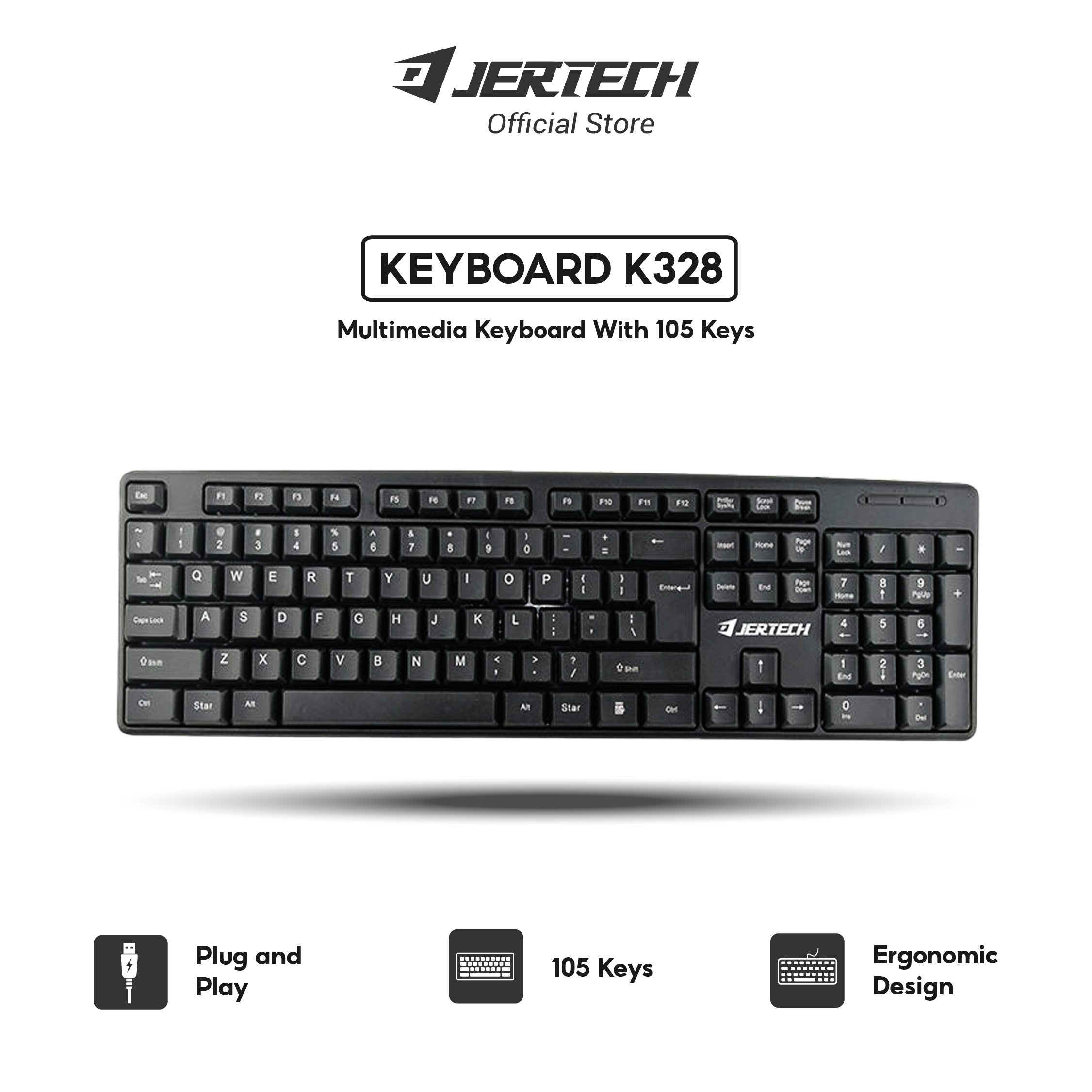 JERTECH Keyboard Laptop K328 Design Terbaru Multimedia Wired Keyboard ...