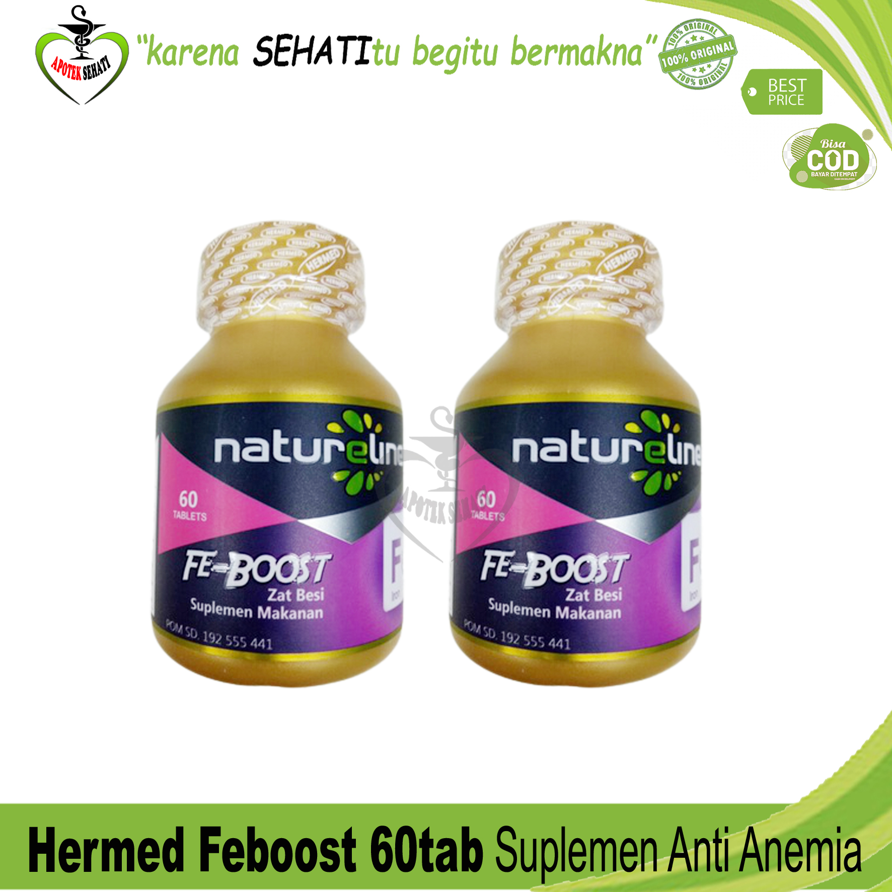 Natureline FeBoost Tablet Suplemen Kesehatan Anti Anemia Fe Boost Zat ...