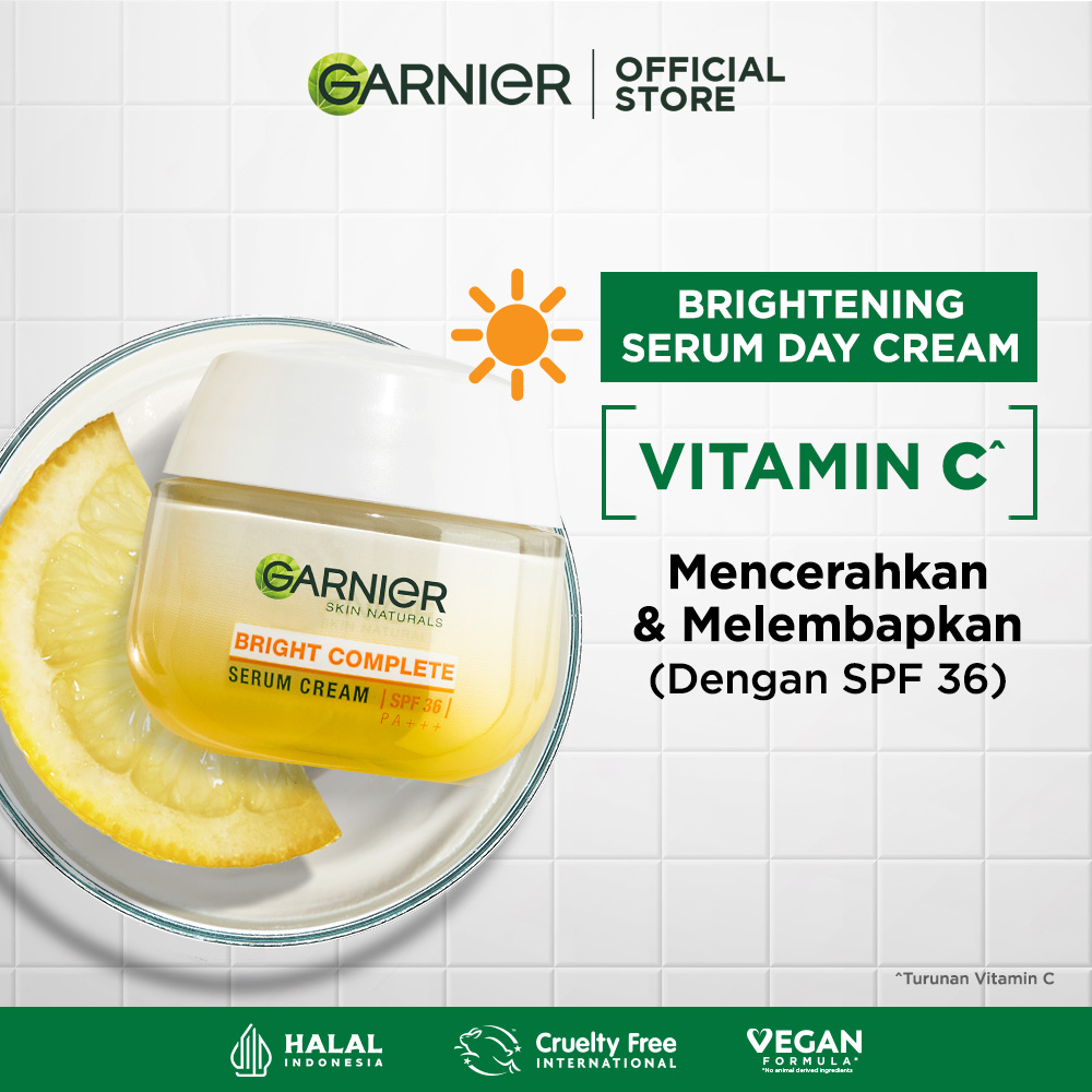 Garnier Bright Complete Serum Day Cream SPF36 Skin Care (Krim Siang ...