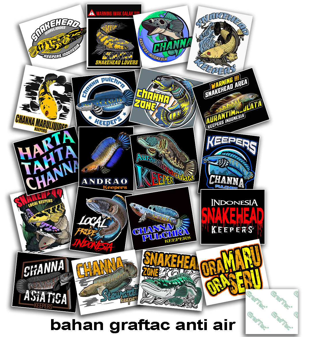 sticker channa isi 20 stiker chana stiker ikan gabus sticker snakehead ...