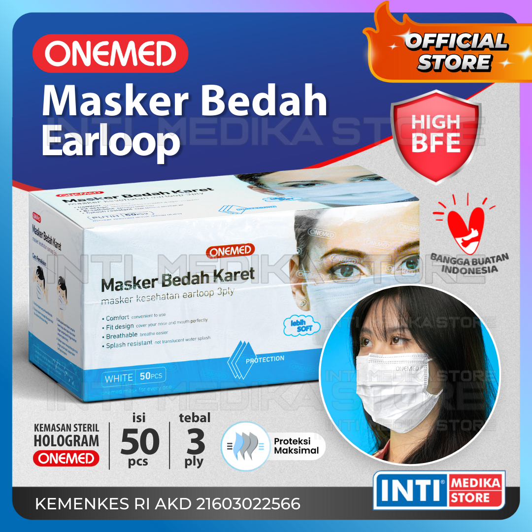 ONEMED - Masker Earloop 3 Ply Medis | Surgical Mask 3ply One Med ...