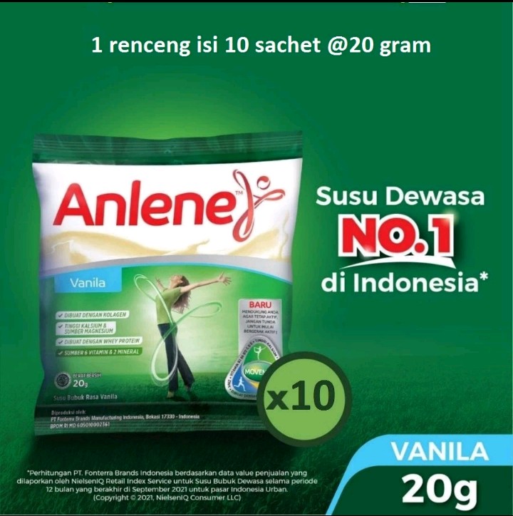 Susu Bubuk Anlene Sachet / Susu Sasetan / 10 Sachet / Susu Tinggi ...