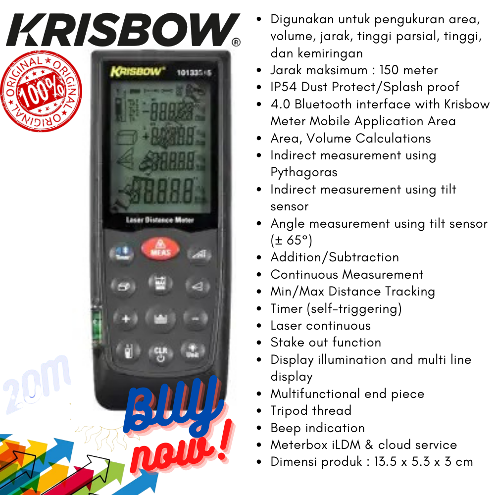 Meteran Laser Digital Pro Krisbow LASER DISTANCE METER 150M PRO ...