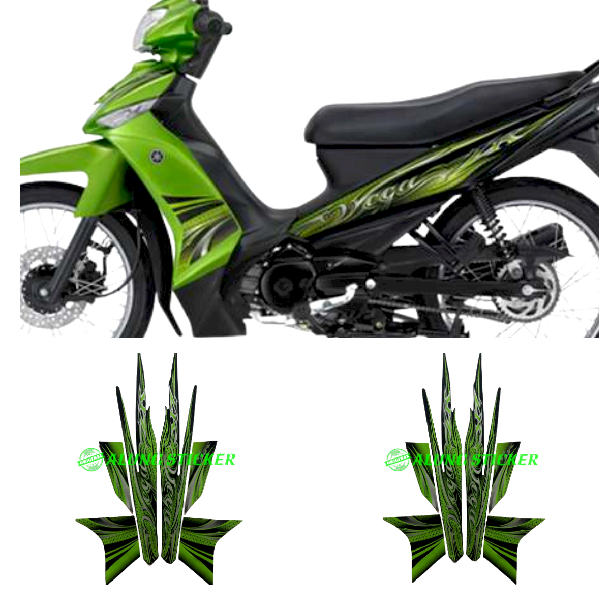 STIKER STRIPING LIST LES BODY MOTOR YAMAHA VEGA ZR 2011 WARNA HIJAU ...