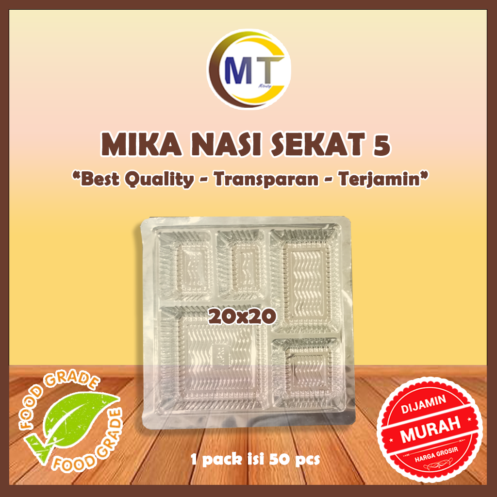 Mika Plastik Nasi Kotak Nasi Box 4 Sekat & 5 Sekat Mika Nasi Sekat 4 ...