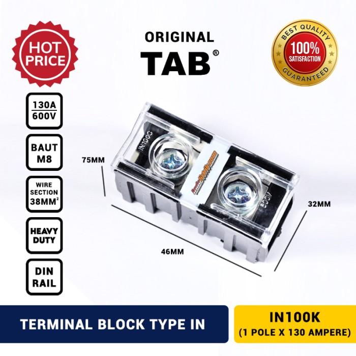 Terminal Blok 1 pole 130A 600V IN100K TAB ORIGINAL | Lazada Indonesia