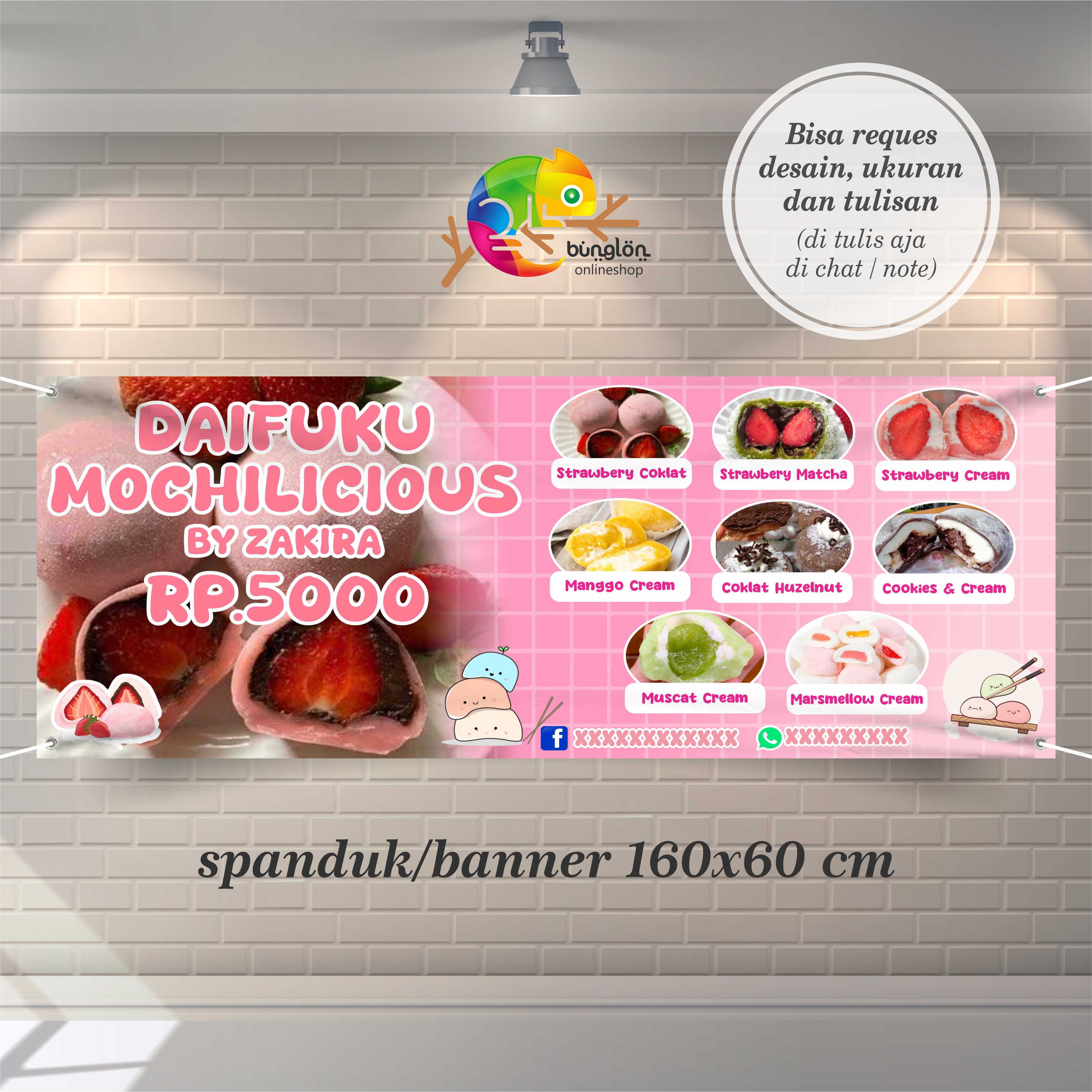 Cetak Spanduk Banner Daiduku Mochi Model Pink Lucu | Lazada Indonesia