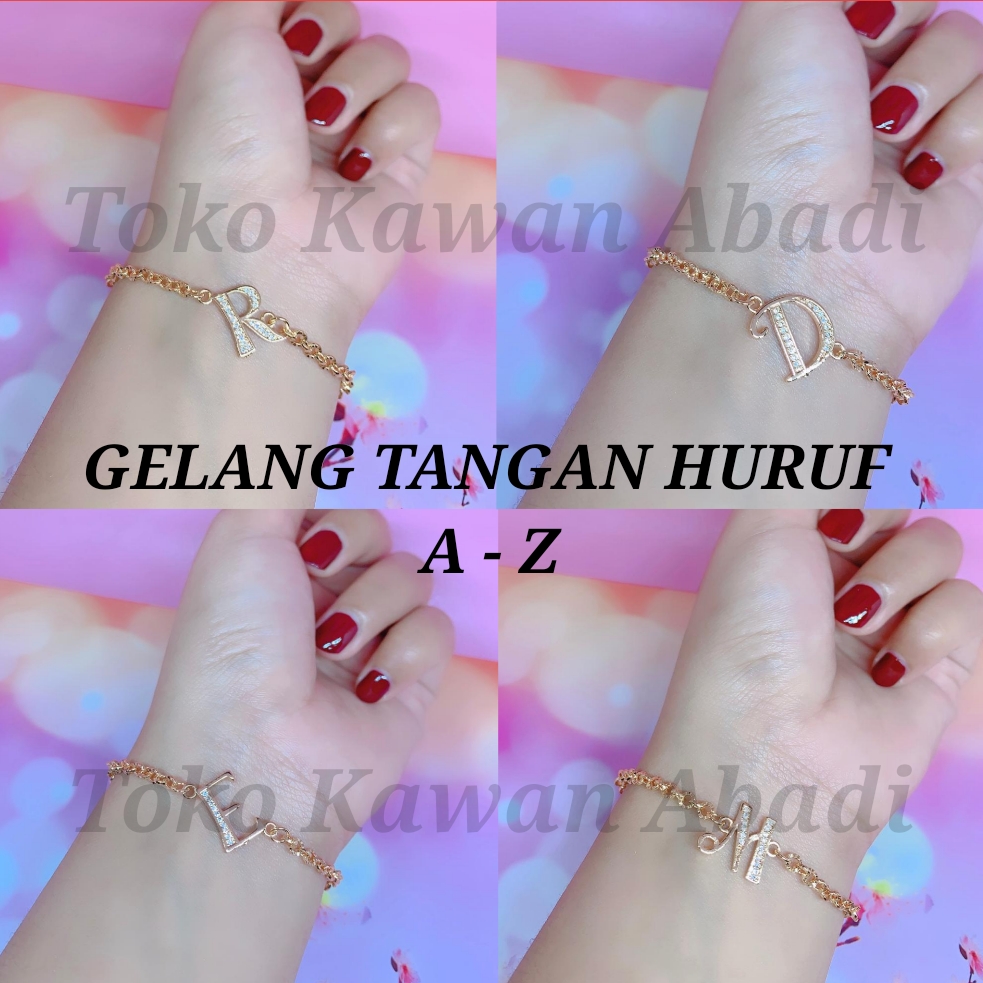 Gelang Tangan Huruf Alfabet A - Z Model Rantai Nori Terbaru Perhiasan ...