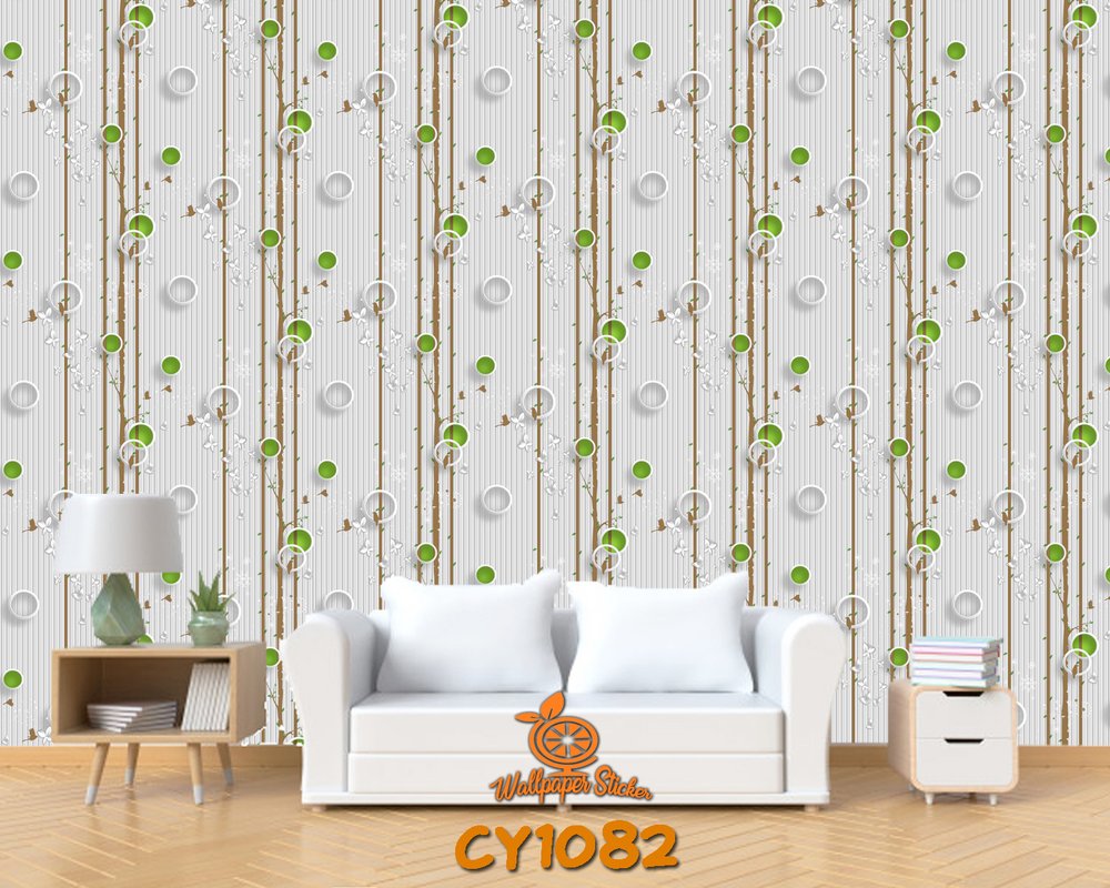 Wallpaper Dinding Batang Daun Bulat Hijau 10m x 45cm | Lazada Indonesia
