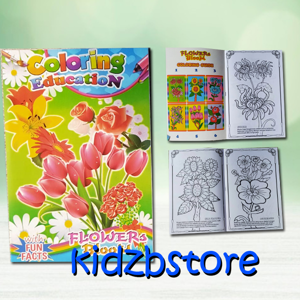 Buku mewarnai anak Bunga | Coloring book Flower| belajar mewarnai ...