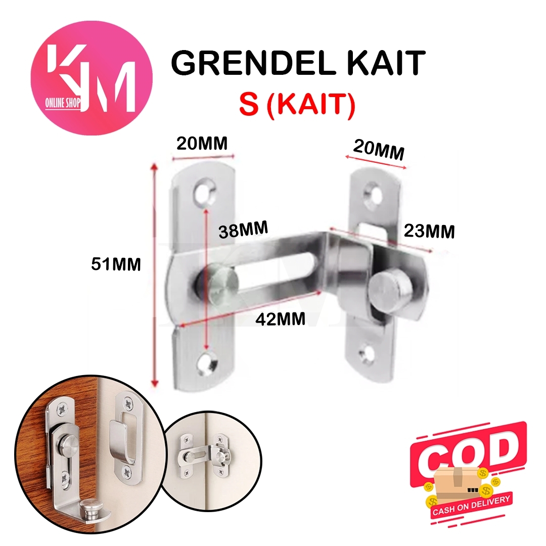 Grendel Slot Pintu S (Kecil) & L (Besar) Siku dan Kait (1 pcs) / Kunci ...