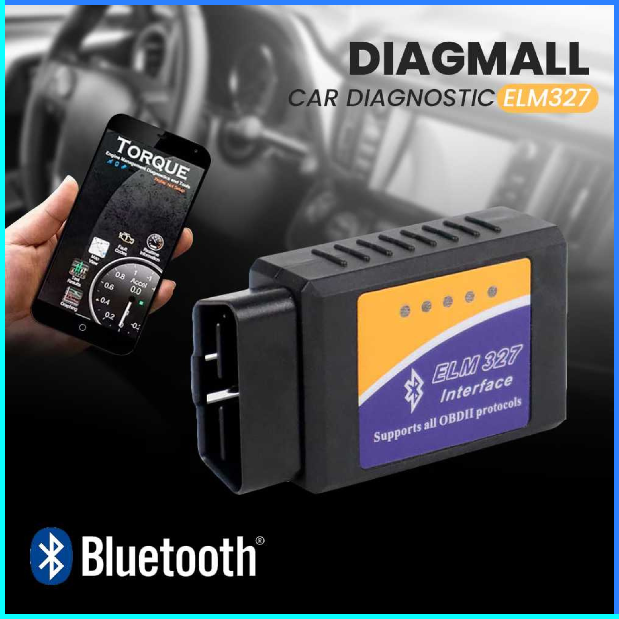 COD Diagmall Car Diagnostic ELM327 Bluetooth OBD2 V2.1 Test Tool SC03 ...
