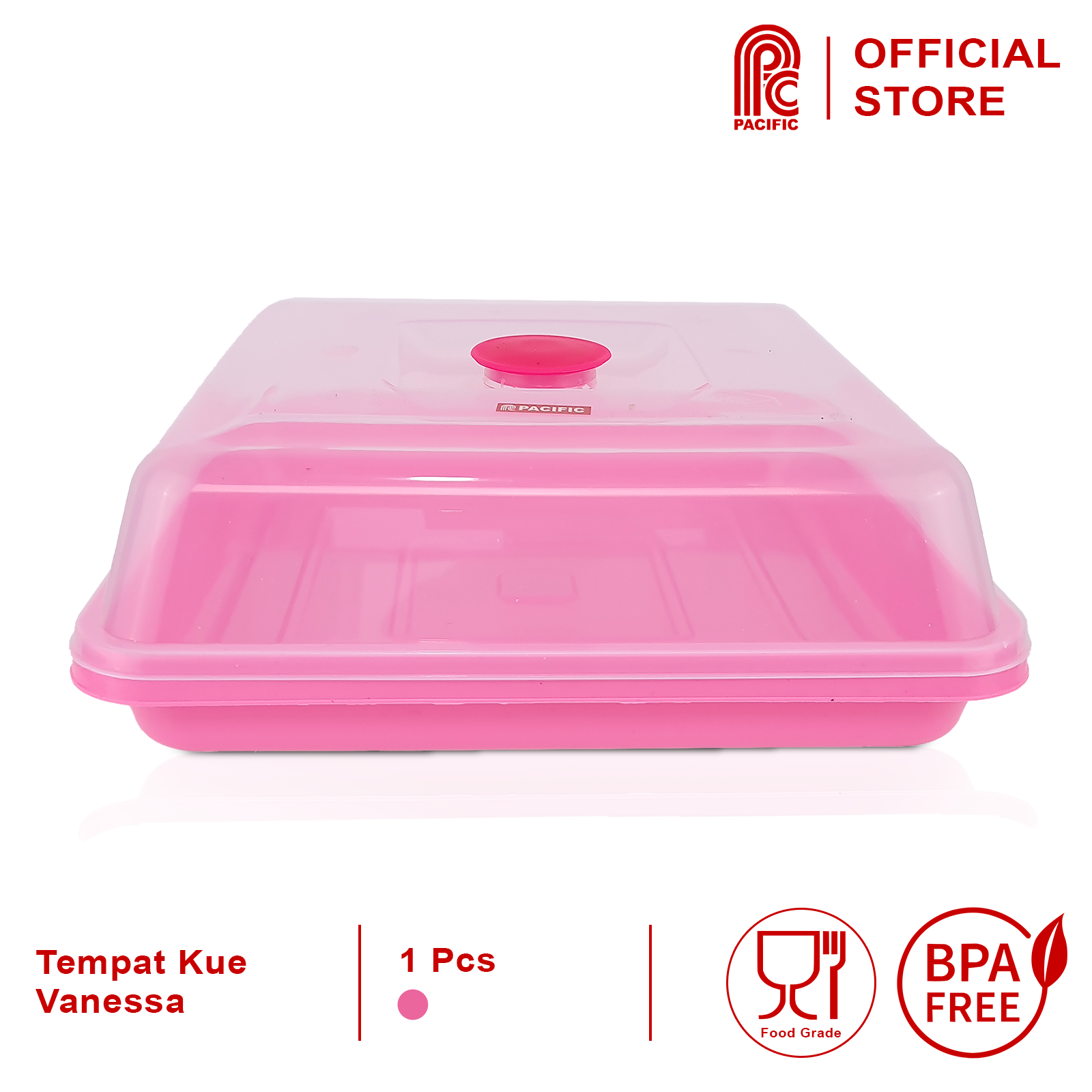 PACIFIC Tempat Kue Segi Plastik 1 Pcs Vanessa Cake Storage Wadah ...