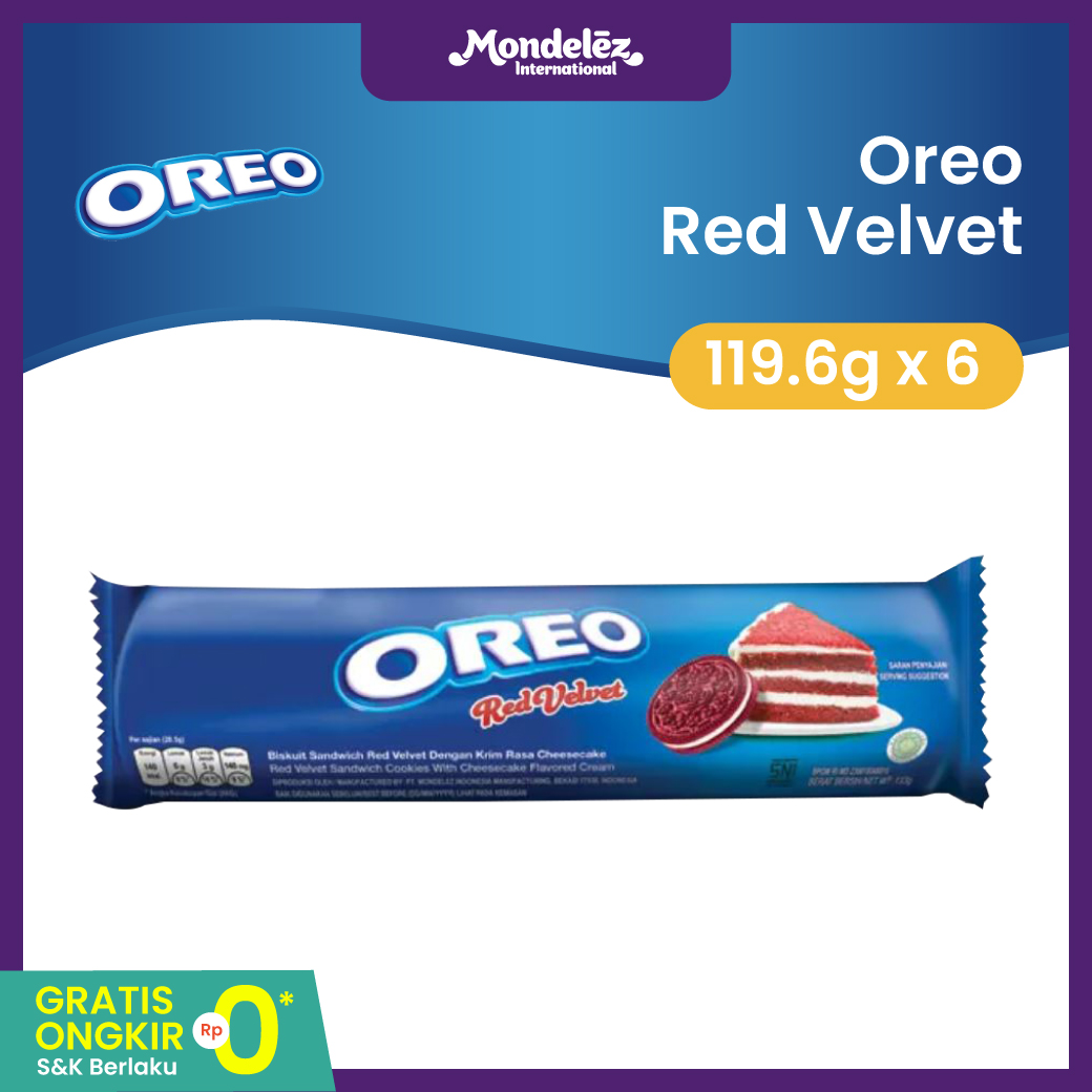 [Paket isi 6] Oreo Biskuit Krim Red Velvet 119g | Lazada Indonesia