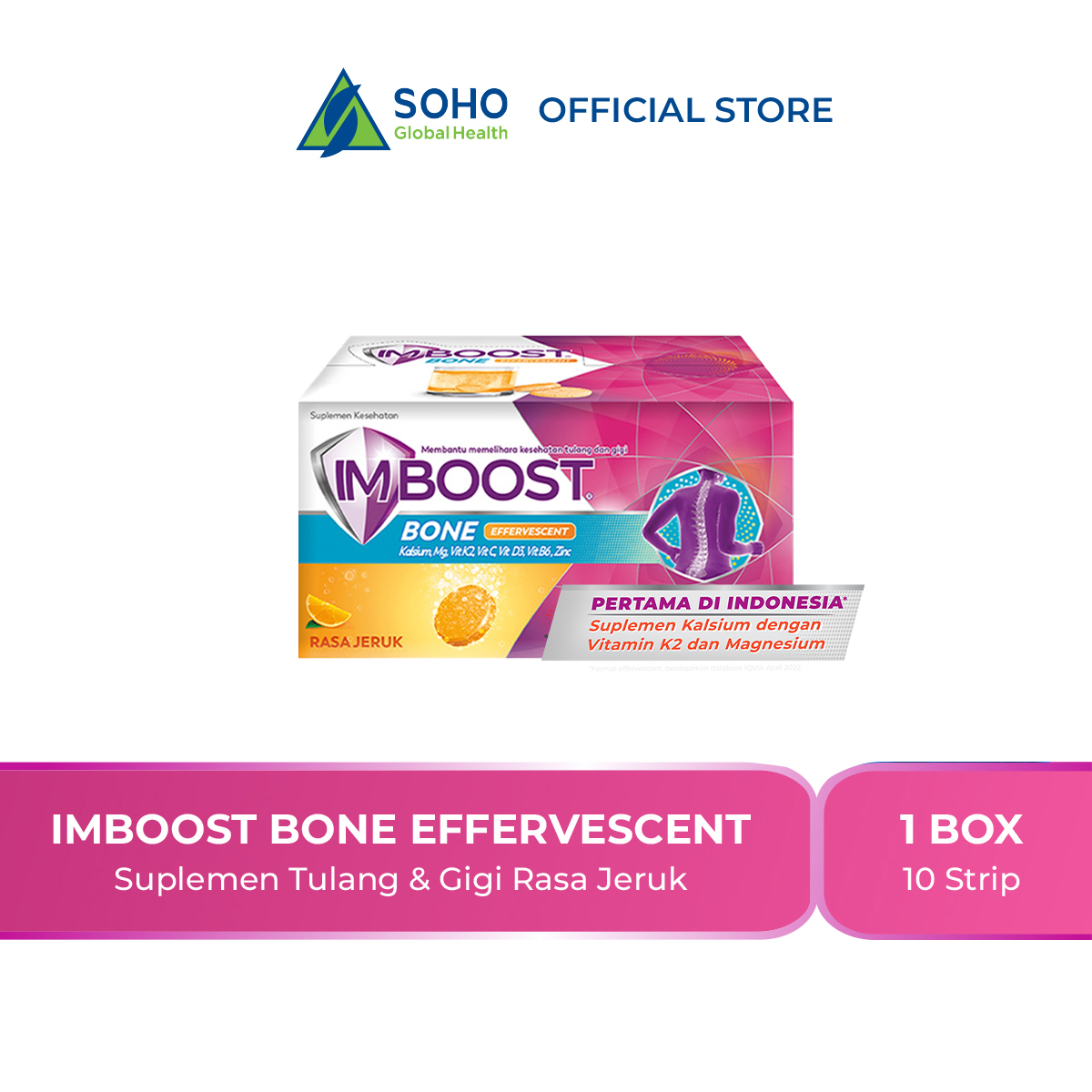 Imboost Bone Orange Effervescent 1 Box (10 Strip x 2 Tab) | Lazada ...