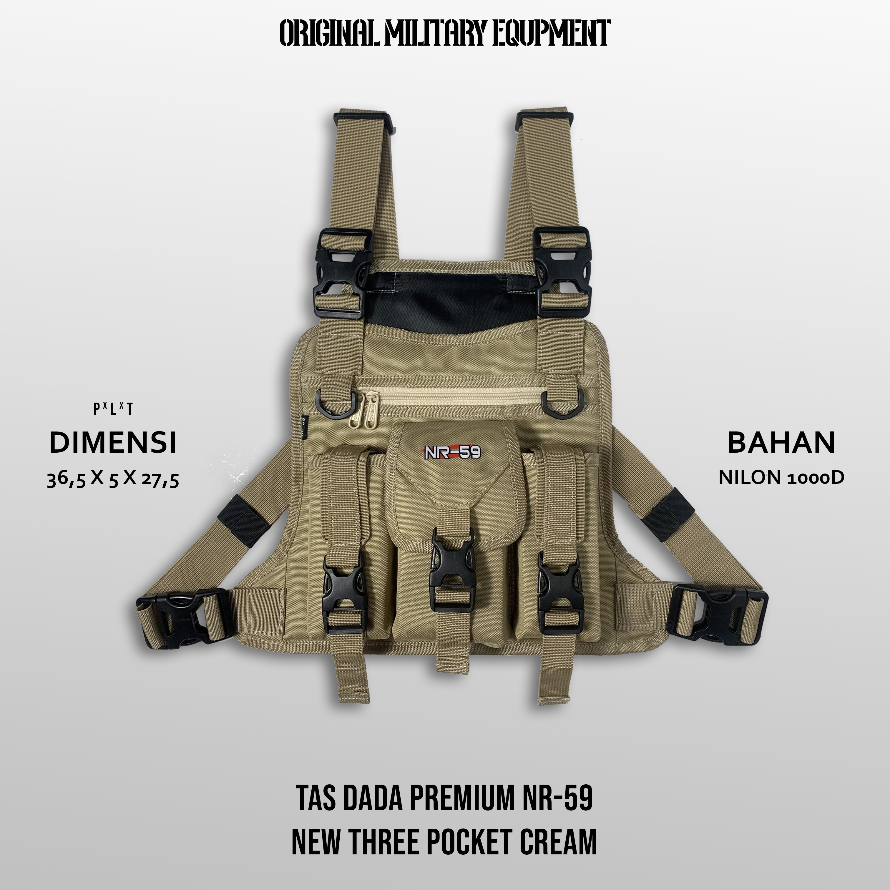 Tas Dada Pria Tactical Rompi Three Pocket Terbaru 2023 NR-59 Tas Dada ...