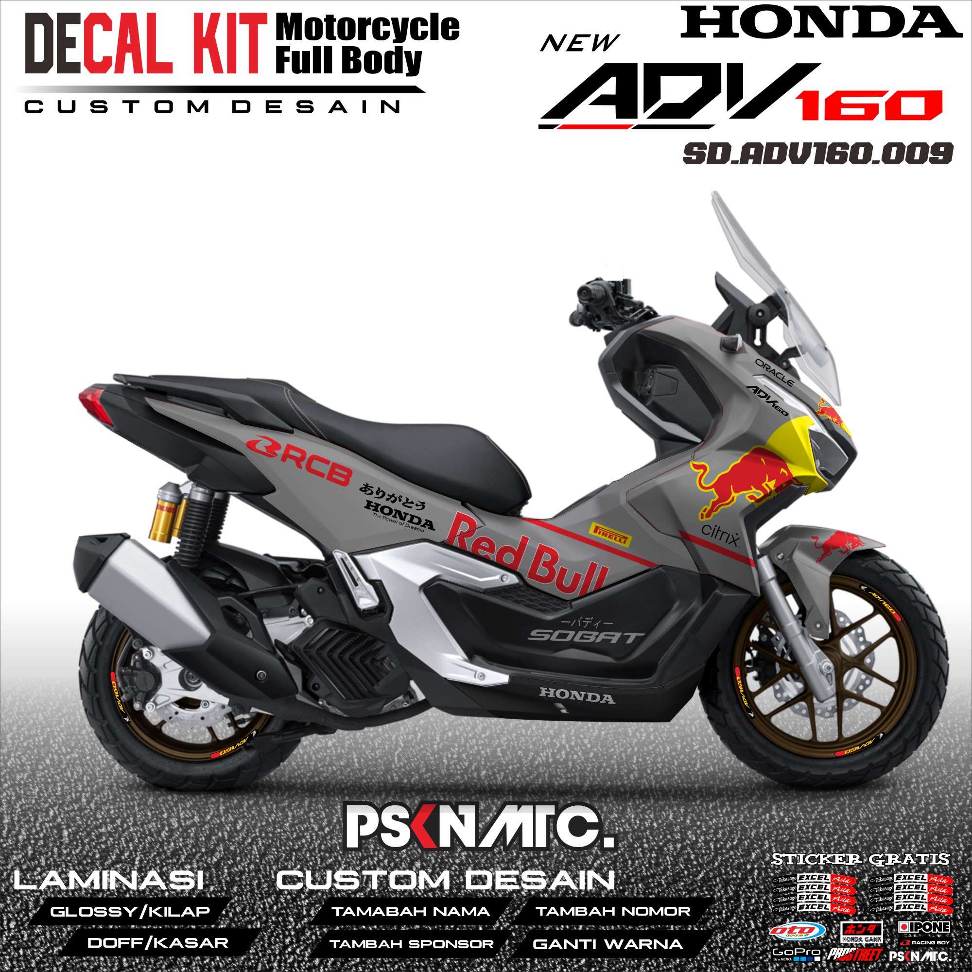 Decal ADV 160 - Dekal Stiker Striping Fullbody Fullblok List HONDA ADV ...